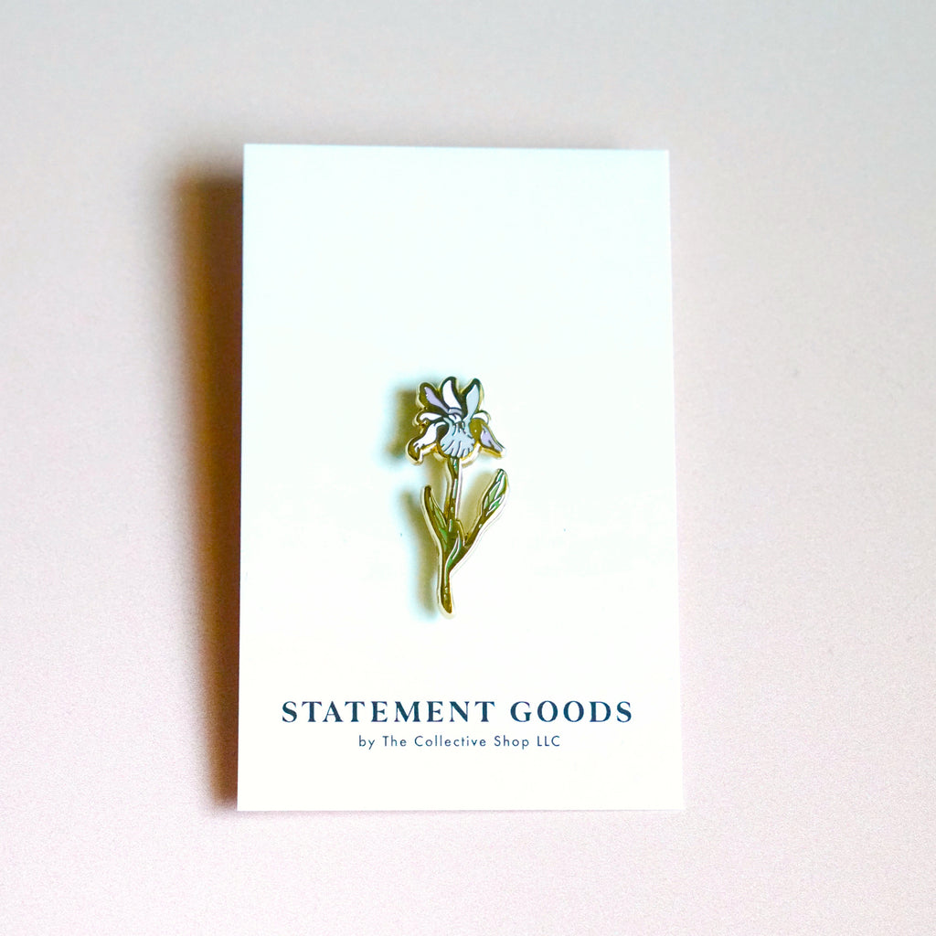 Purple Iris Flower Enamel Pin – The Collective Shop