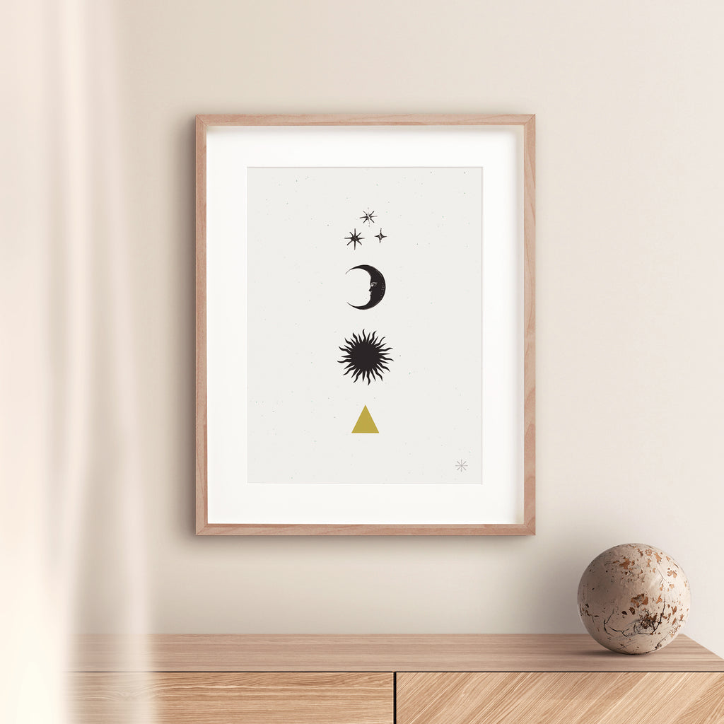 Minimalist Celestial Art Print, Sun, Moon, Stars – The Collective Shop